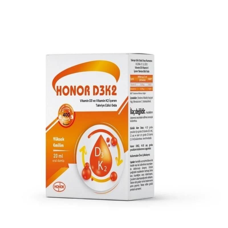 Honor D3 K2 Vitamin D3K2 Damla 20ml I UYGUN FİYAT I ORİJİNAL I ...